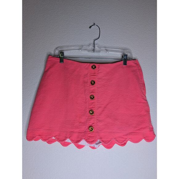 Lilly Pulitzer | Skirts | Lilly Pulitzer Pink Scalloped Button Mini ...